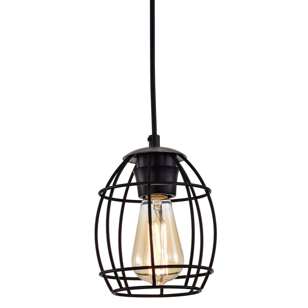 Edvivi Triscot 1-Light Modern Farmhouse Gray Wood Finish Pendant with ...
