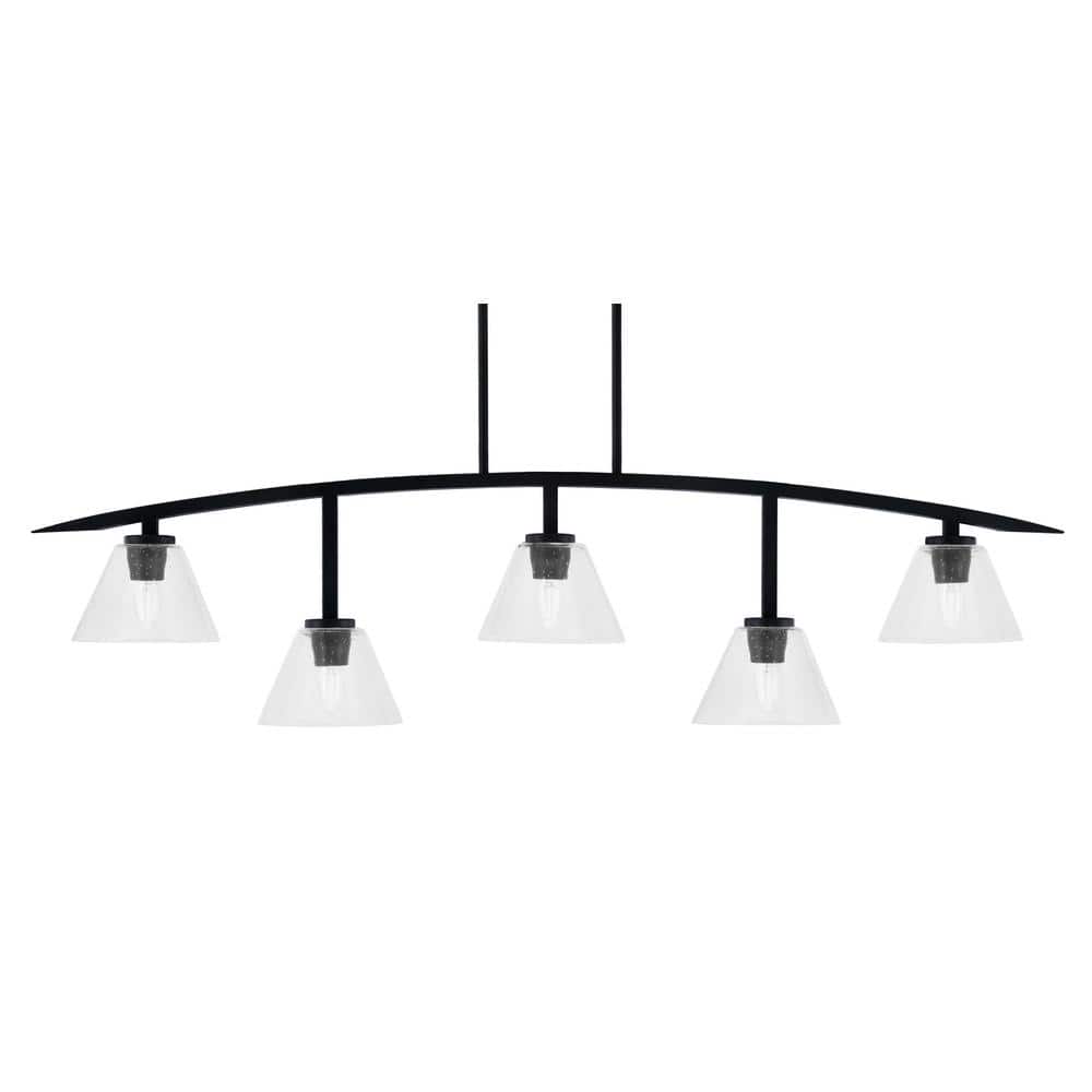 Siena 5-Light Matte Black Billiard-Light with Clear Bubble Glass Shades ...