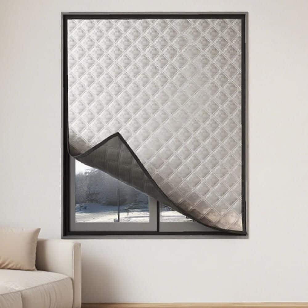 Pro Space Gray Cotton 47 in. W x 47 in. L Thermal Blackout Curtain Self ...