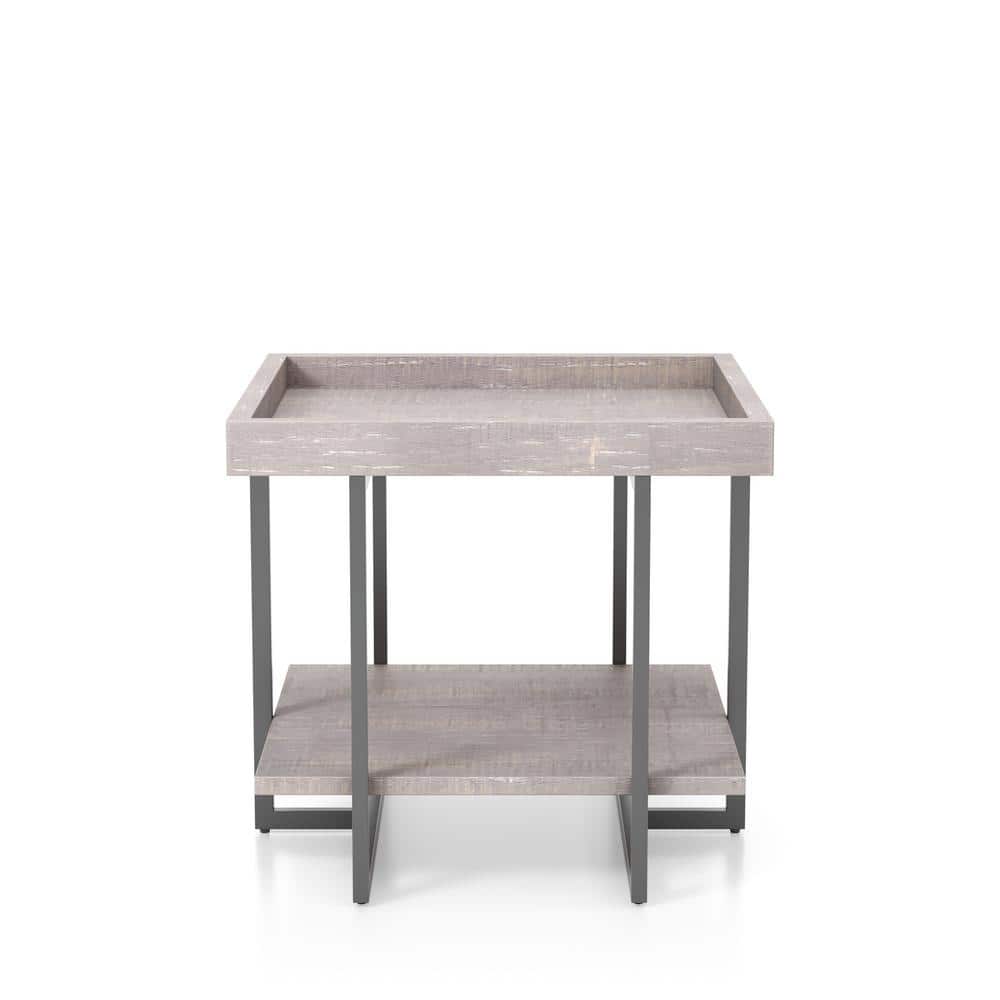 Furniture of America Triblisi 23.25 in. H Gray and Gun Metal End Table ...
