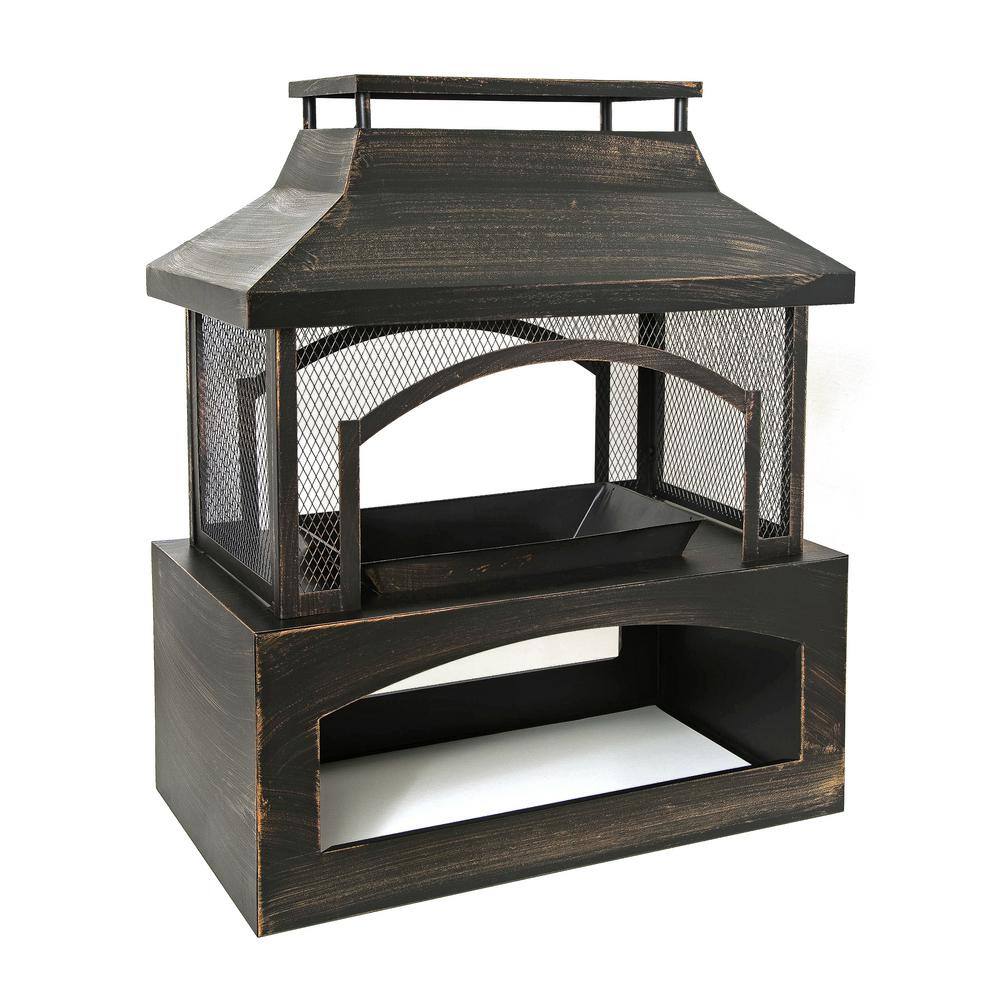 COOLSHARK 37 in. Outside Portable Metal Wood Burning Fire Pit Square ...
