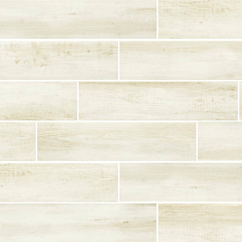 Florida Tile Home Collection Chic Wood Creme 6 in. x 24 in. Porcelain ...