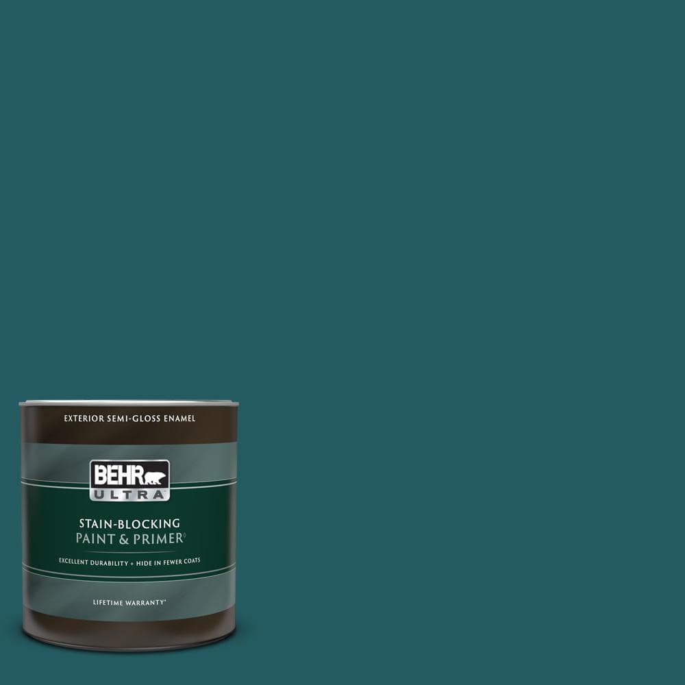 BEHR ULTRA 1 qt. #S450-7 Tsunami Semi-Gloss Enamel Exterior Paint ...