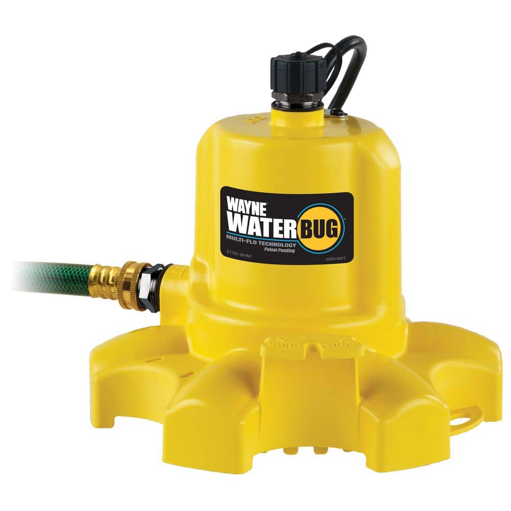Wayne 1/6 HP WaterBUG Submersible Utility Pump with Multi-Flo ...