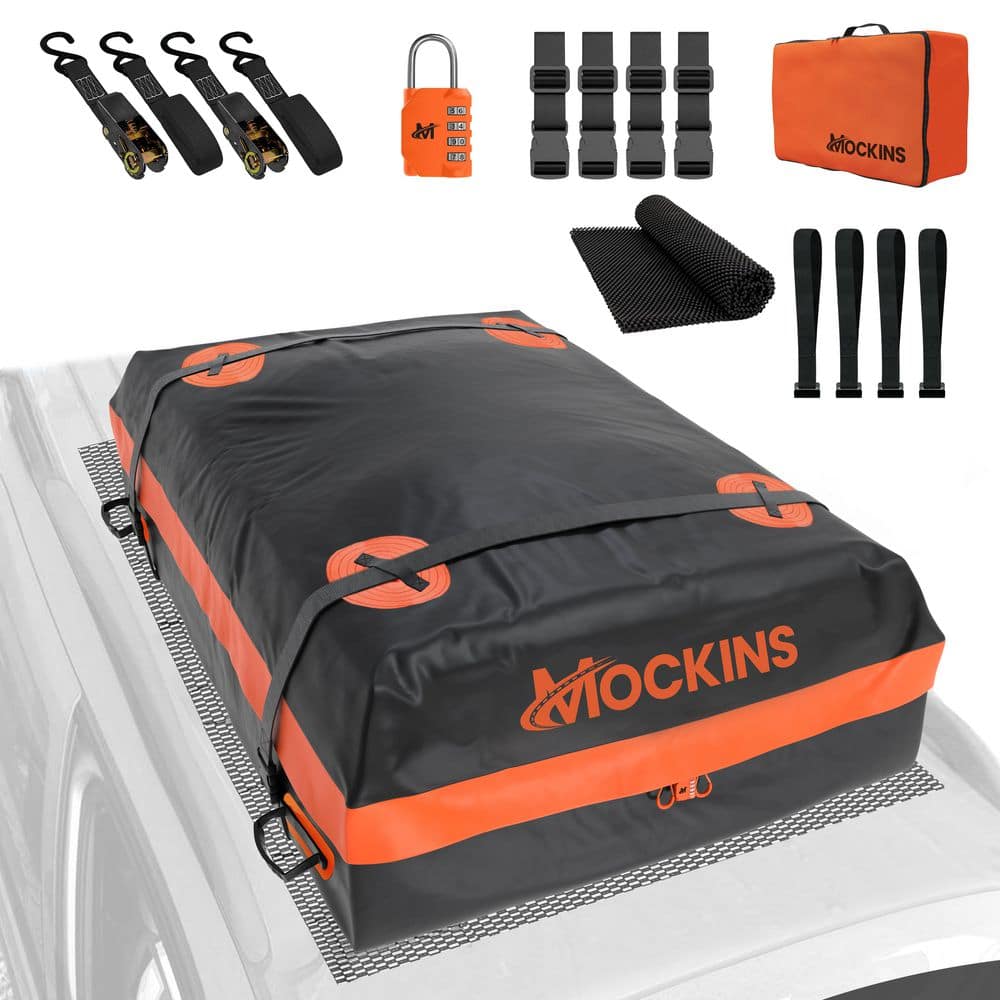 Mockins 20 cu. ft. Orange Waterproof Car Roof Cargo Bag (53 in. x 40 in ...