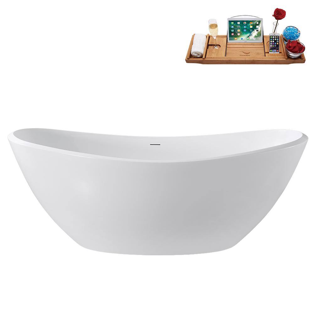 Streamline 75 in. x 35 in. Acrylic Freestanding Soaking Bathtub in ...