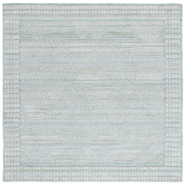 SAFAVIEH Marquee 6 ft. x 6 ft. Turquoise/Gray Chevron Border Square ...