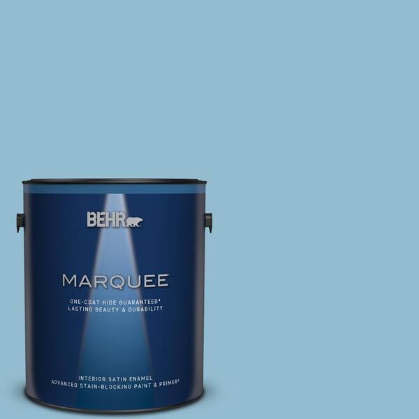 BEHR MARQUEE 1 gal. #S490-3 Reef Blue One-Coat Hide Satin Enamel ...