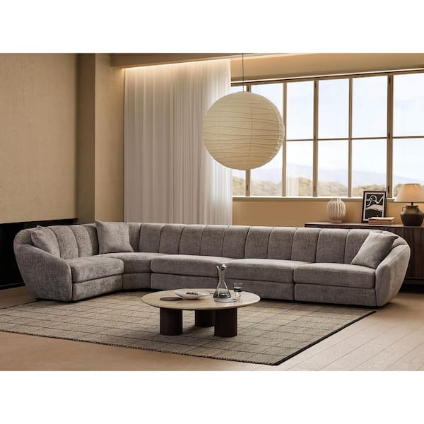 Lesly Modern 163 in. Wide Slope Arm Chenille Fabric L-Shaped Sectional ...