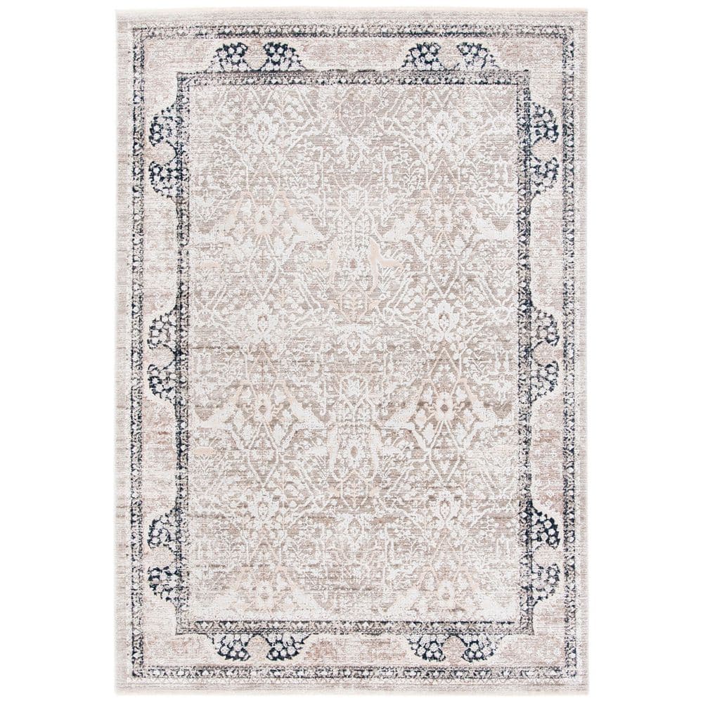 SAFAVIEH Mayflower 4 ft. x 6 ft. Ivory/Beige Distressed Ornate Area Rug ...