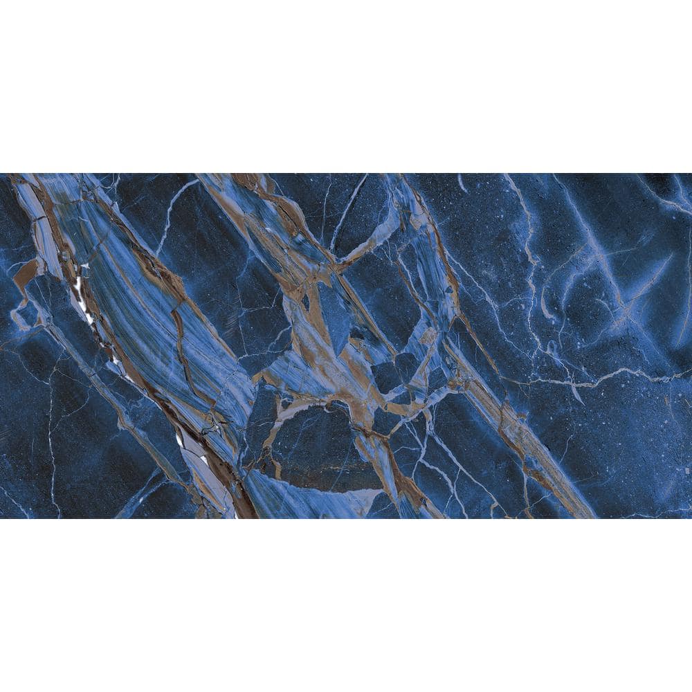 EMSER TILE Parkview Blue 23.62 in. x 47.24 in. Polished Porcelain Field ...