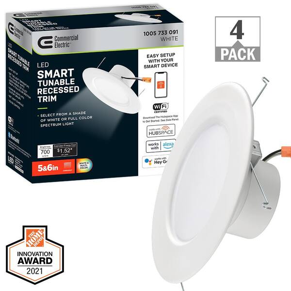 Commercial Electric 5/6 in. SMART Integrated LED Recessed Light Trim ...