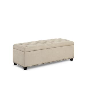 Cole Distressed Brown 48 in. Upholstered Bedroom Bench With Nailhead ...