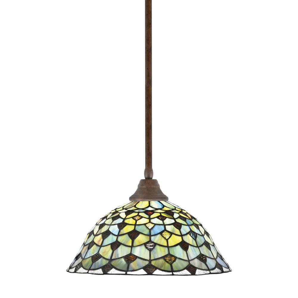 Sparta 100-Watt 1 Light Bronze Shaded Pendant Light with 16 in ...
