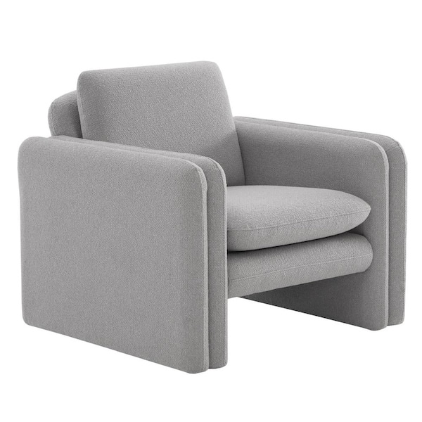 Spruce & Spring Lily 35 in. W Grey Fabric Modern Boucle Accent Chair ...