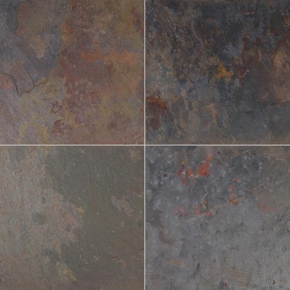 MSI Rustique Earth Textured Slate Stone Look Square Tile 16 in. x 16 in ...