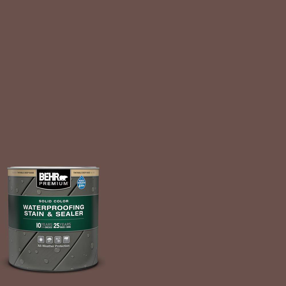 BEHR PREMIUM 1 qt. #SC-201 English Brown Solid Color Waterproofing ...