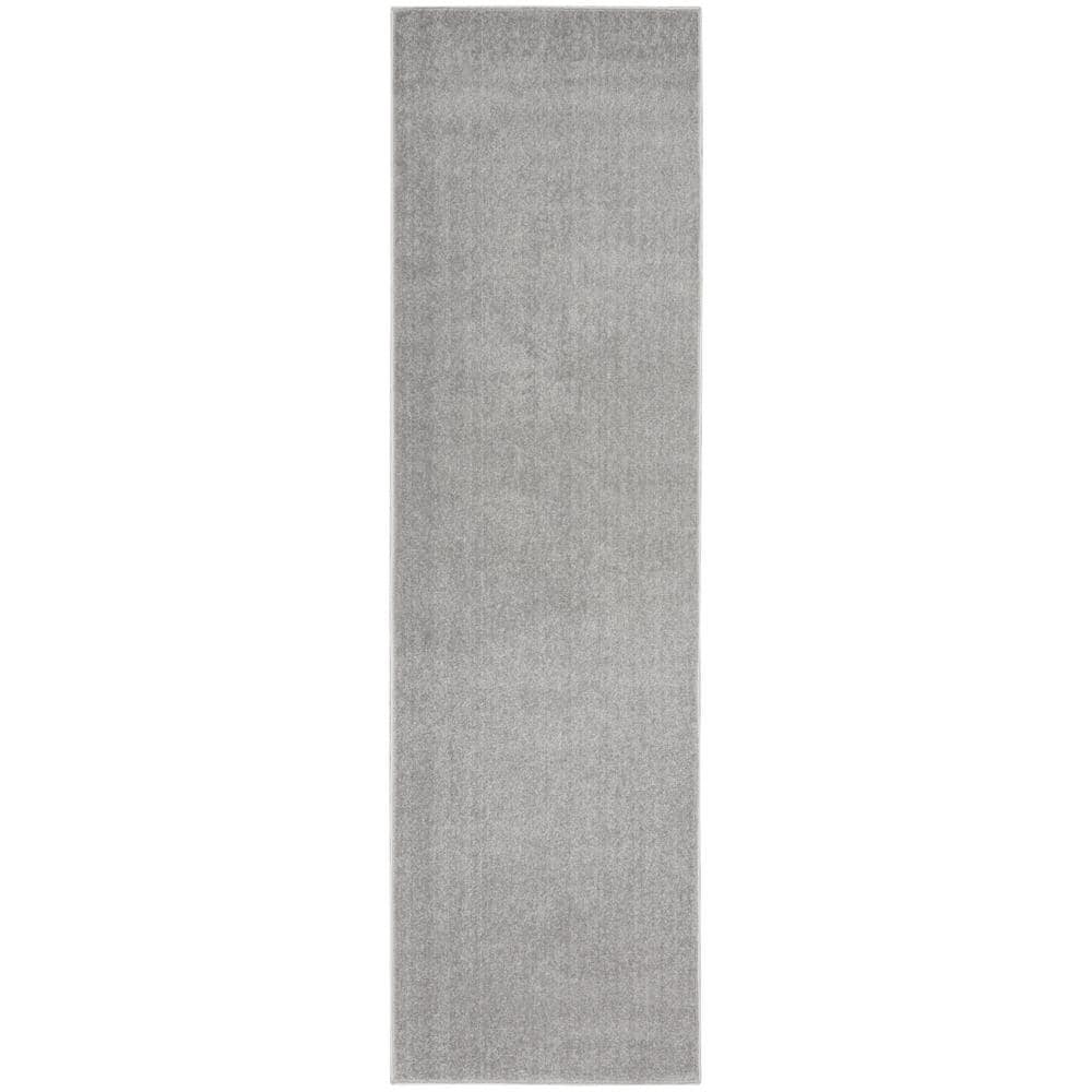 HomeRoots Charlie 2 X 7 ft. Silver Grey Solid Color Indoor/Outdoor Area ...