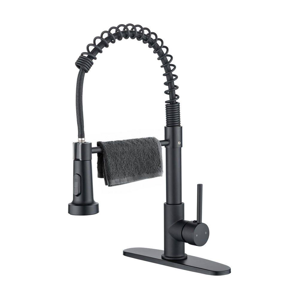 MTTCLE Single Handle Deck Mount Standard Kitchen Faucet in Matte Black KF004B-DP-004 - The Home ...