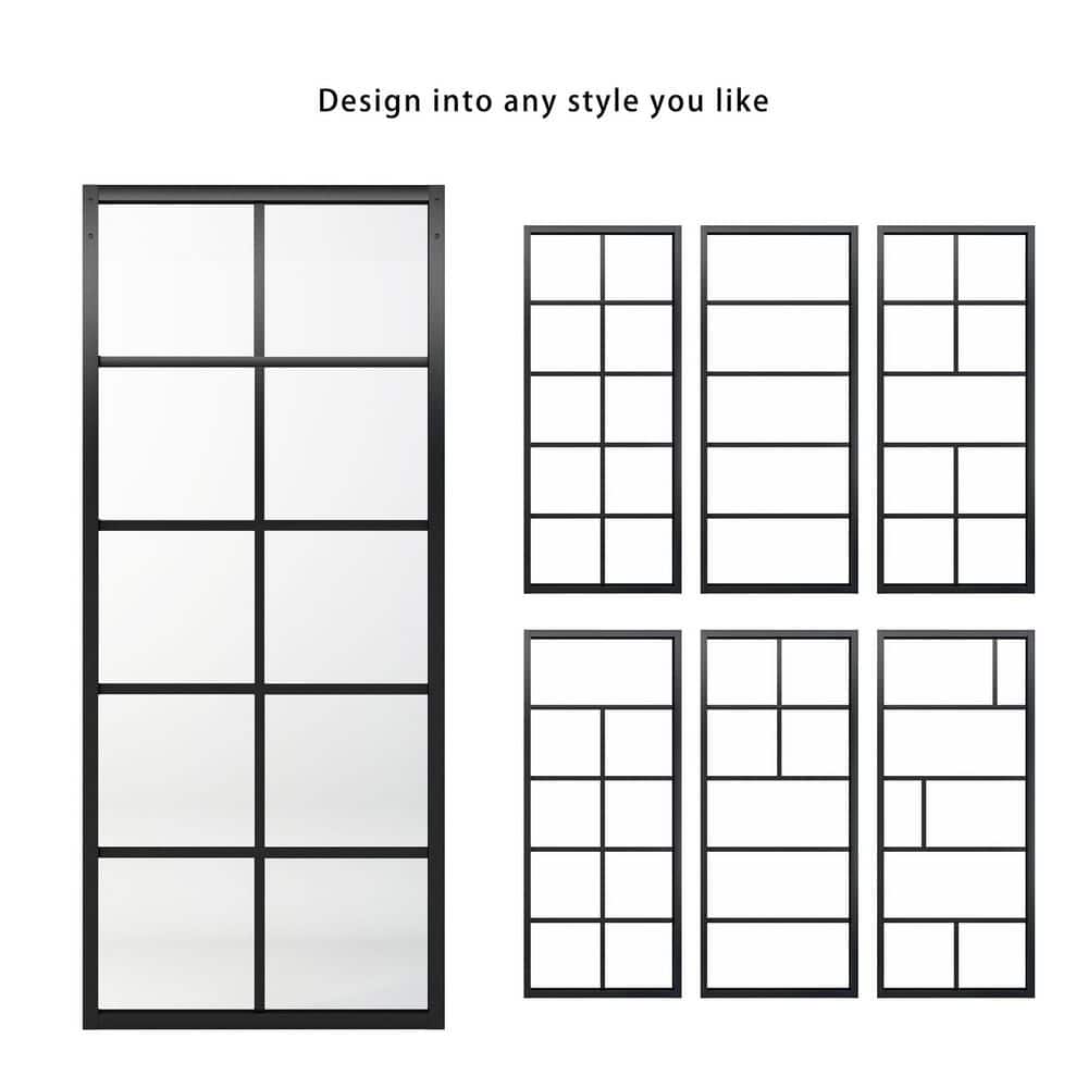 Gela 36 in. x 84 in. Clear Glass Black Frame Solid Core Interior ...