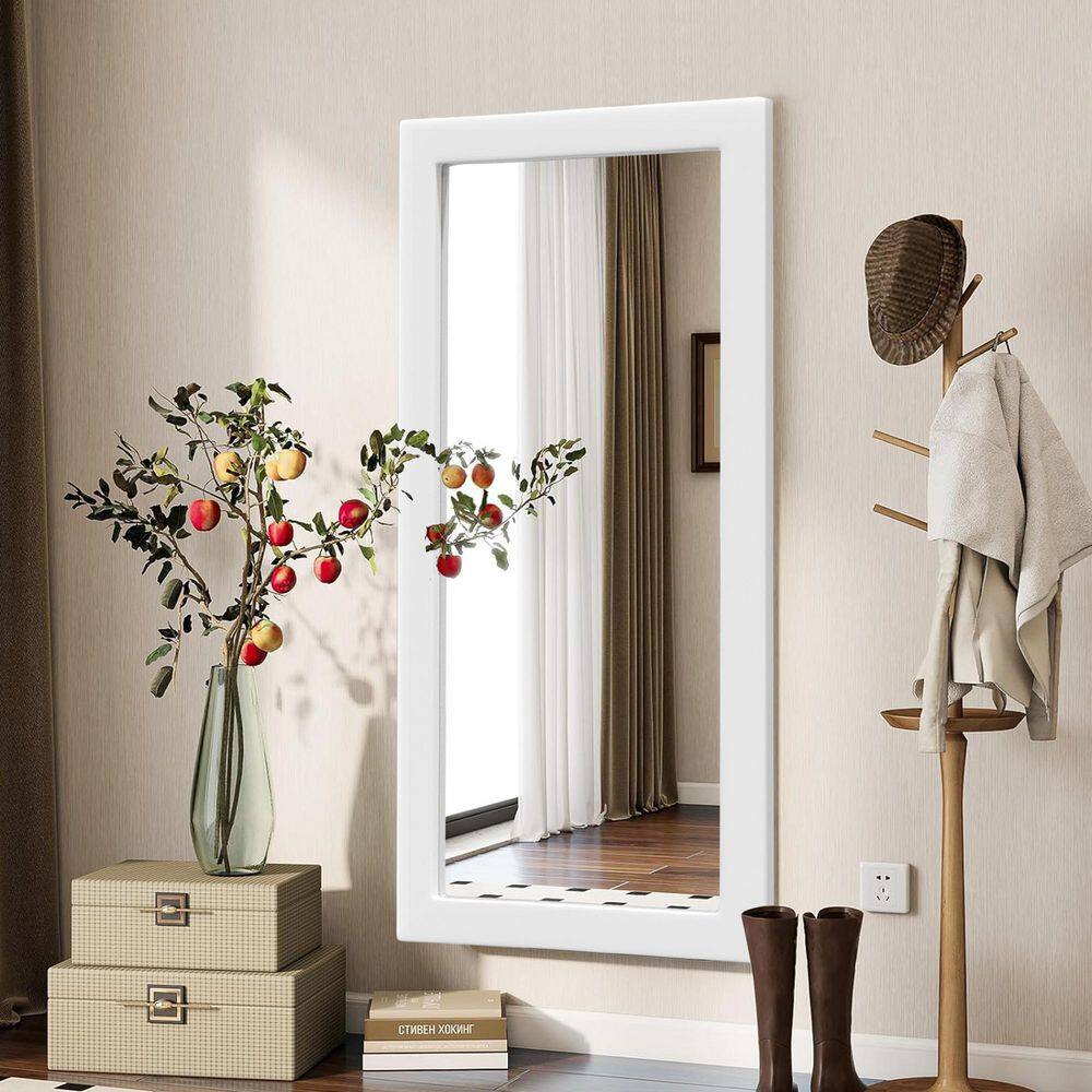 30 in. W x 65 in. H Modern Simple Rectangular White Wood Frame Bathroom ...