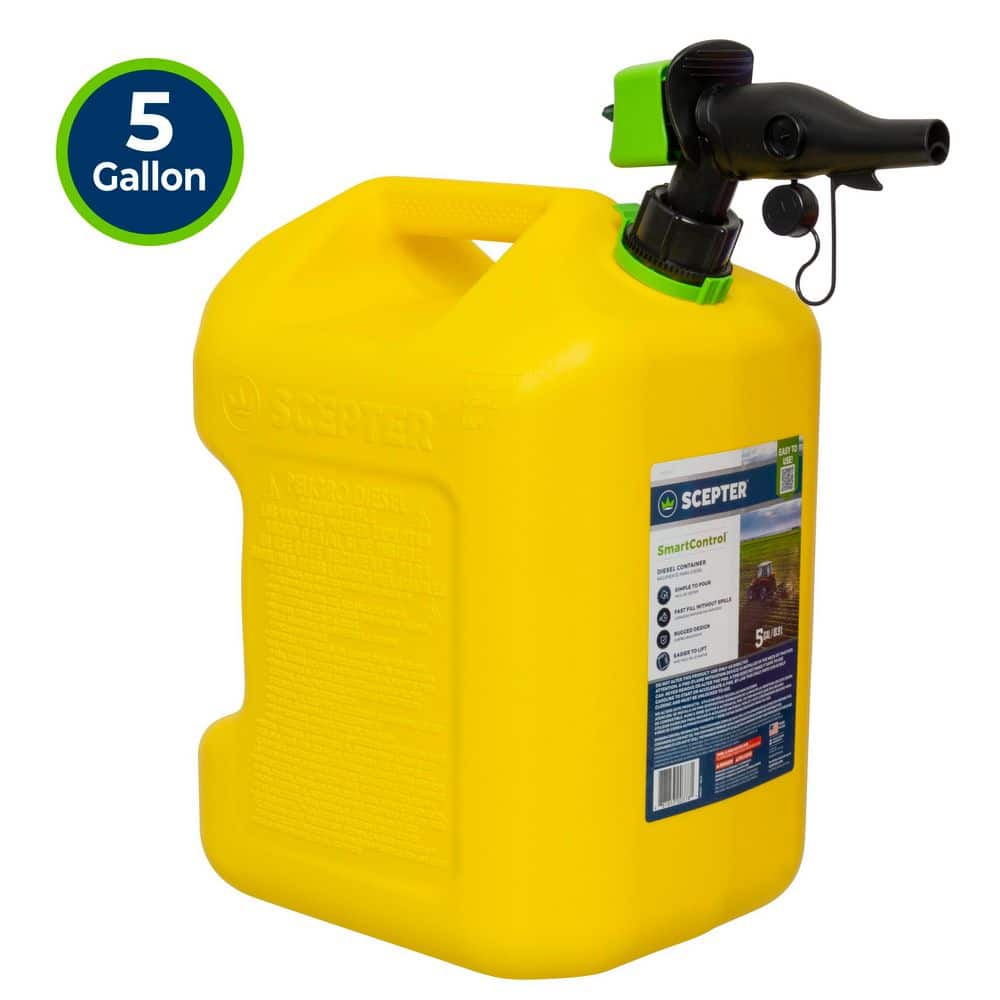 Scepter 5 gal. Smart Control Diesel Can with Rear Handle, Yellow Fuel Container FSCD571 - The ...
