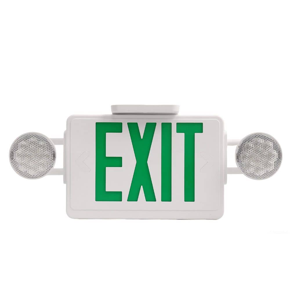 YANSUN LED Exit and Emergency Light Combo, 2-Head High Output Emergency ...