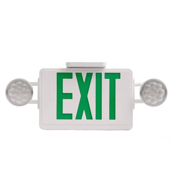 YANSUN LED Exit and Emergency Light Combo, 2-Head High Output Emergency ...