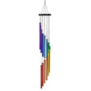 Exhart Cascading Rainbow Hand Tuned, 5.5 in. x 38 in. Metal Wind Chimes ...