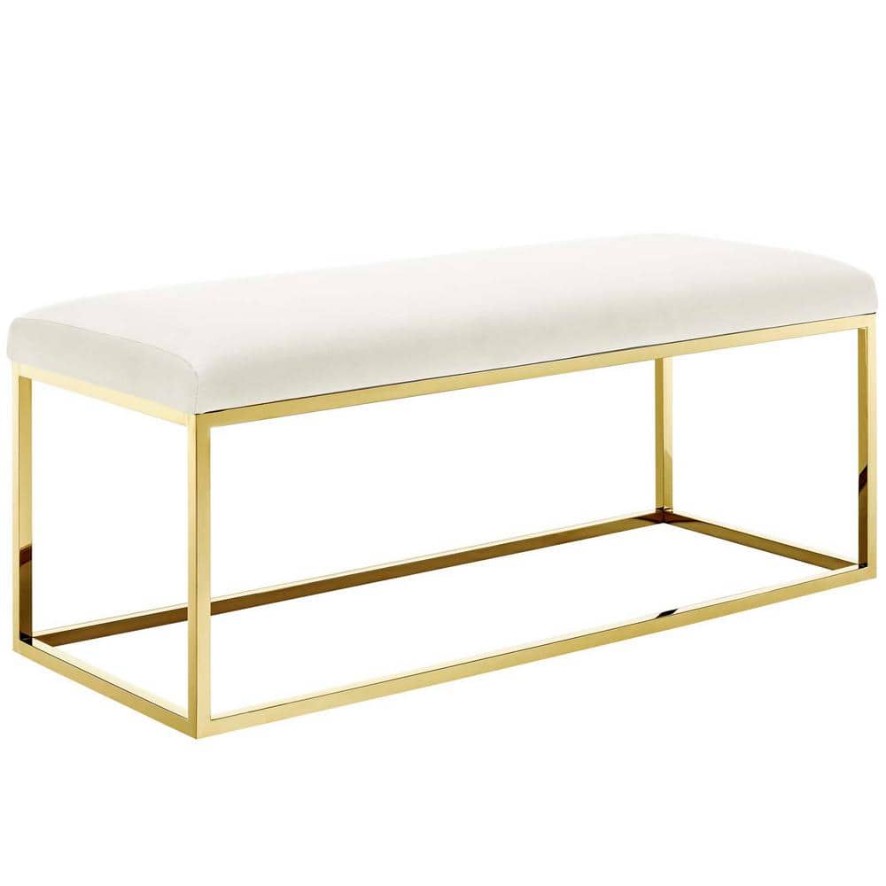 MODWAY Anticipate Fabric Bench in Gold Ivory EEI-2851-GLD-IVO - The ...