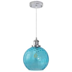 ZJVAIVE 1-Light Blue Modern Industrial Metal Cone Shade Hanging Pendant ...