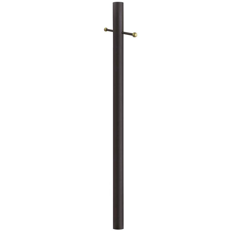 SOLUS 7 ft. Bronze Outdoor Direct Burial Aluminum Lamp Post with Cross ...