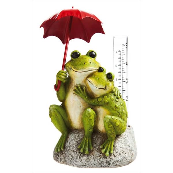 Evergreen Frog Statuary with Rain Gauge 845960 - The Home Depot