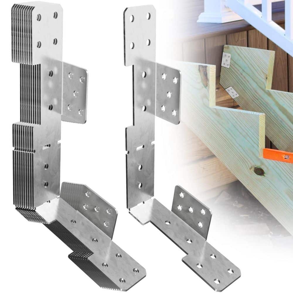 NVNOO Heavy Duty 18 Gauge Adjustable Stair Stringer Hanger Bracket for ...