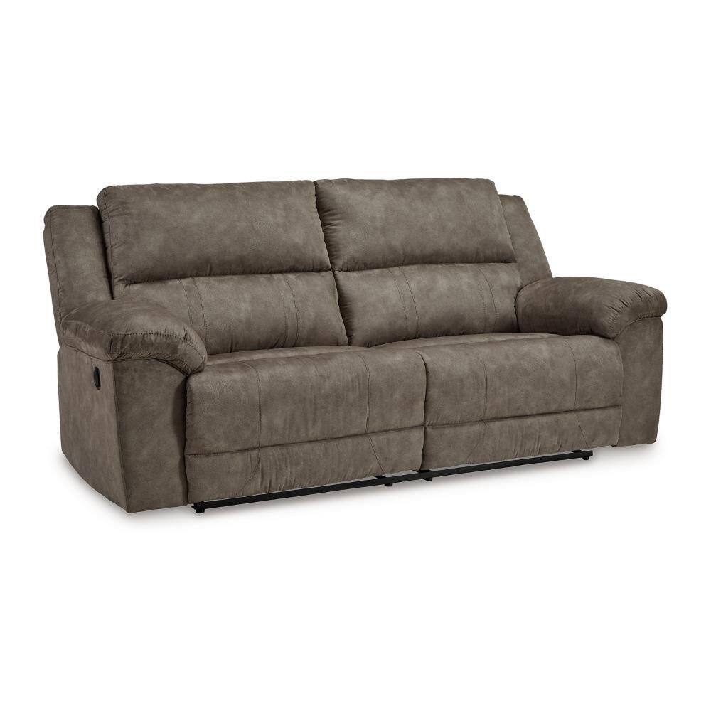 Benjara Larson 92 in. Straight Arm Faux Leather Rectangle Sofa in Brown ...