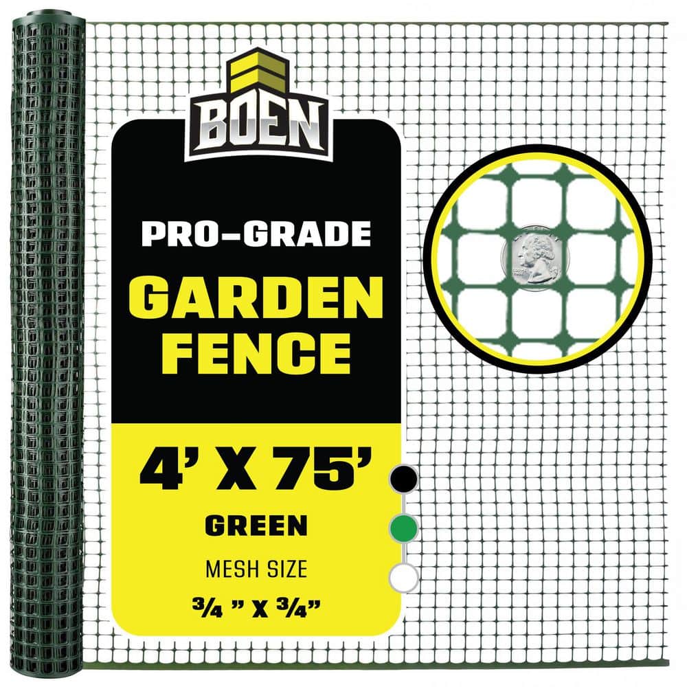 BOEN Green Plastic Garden Fence 4 ft. x 75 ft. GF-50003 - The Home Depot