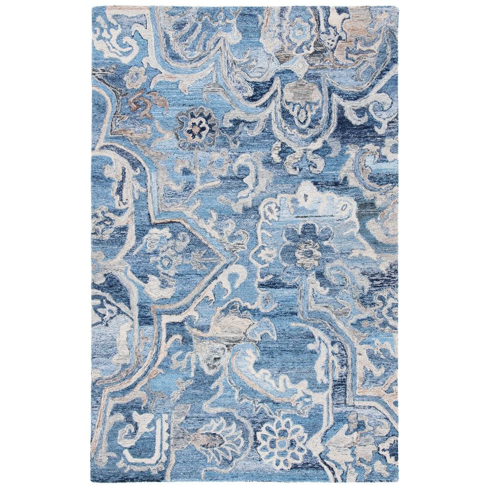 SAFAVIEH Marquee Blue/Gray 6 ft. x 9 ft. Abstract Floral Area Rug ...