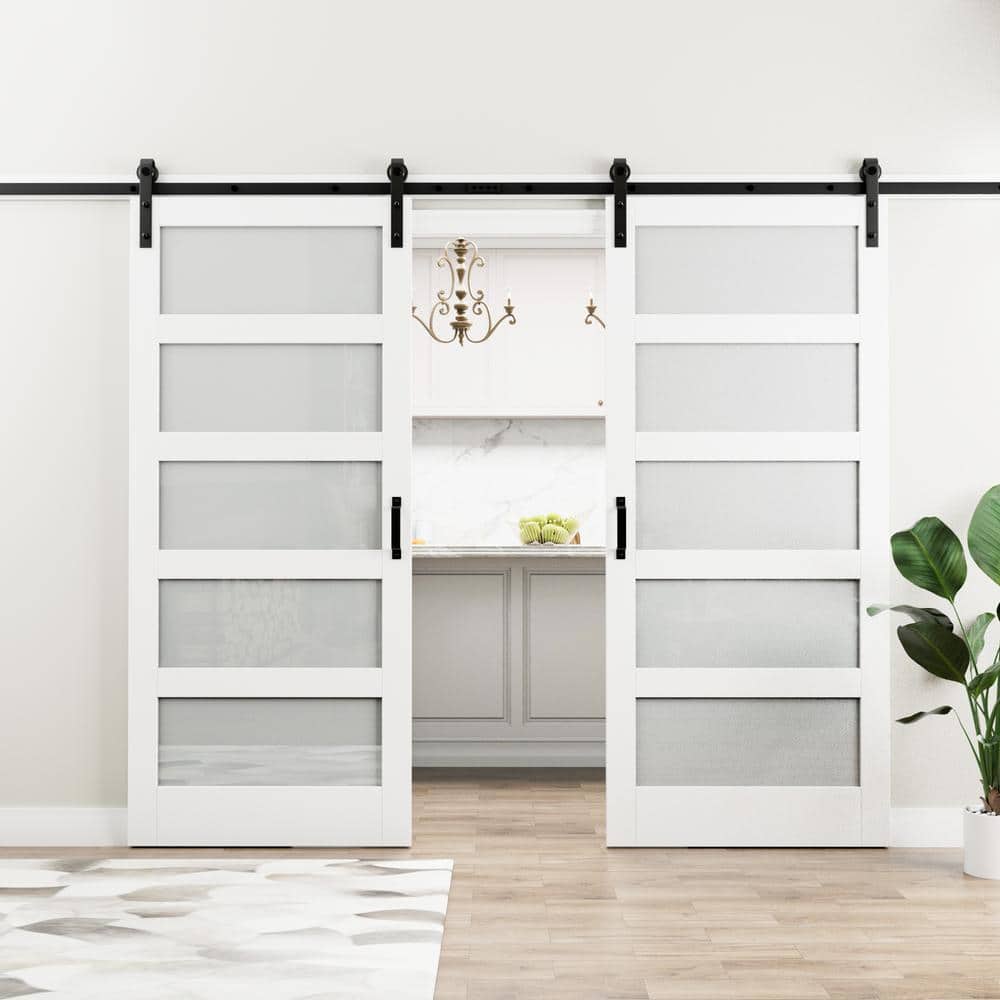 ARK DESIGN 72 in. x 84 in. 5-Lites with Frosted Glass MDF Assembly ...