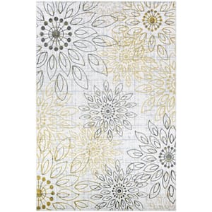 Couristan Calinda Summer Bliss Steel Blue-Ivory 3 ft. x 5 ft. Area Rug ...