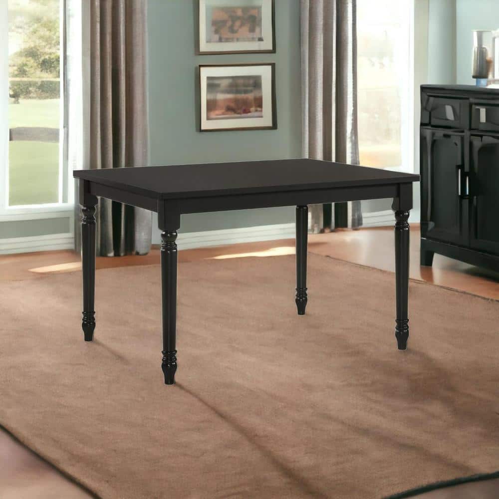 HomeRoots Black Wood 47.5 in. 4 Legs Dining Table Seats 4 2000517757 ...