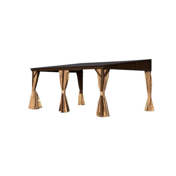 Clihome 12 ft. x 16 ft. Rectangle Lean to Gazebo Sloping Galvanized ...