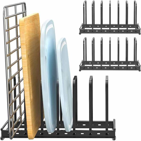 Wudkey 2-Pack Black Freestanding Adjustable Cabinet Organizer Rack, 7 ...