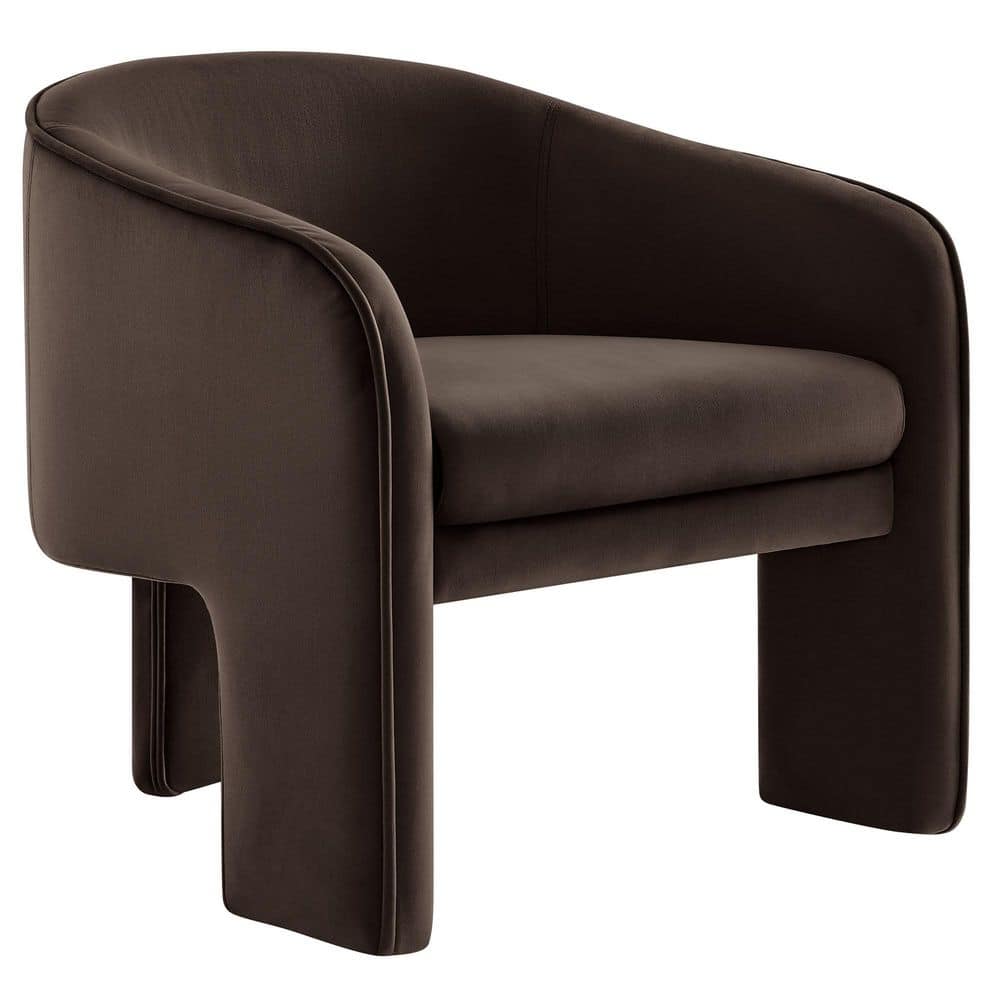 MODWAY Greer Comfy Barrel Accent Chair with 3 Legs in Chocolate Brown ...