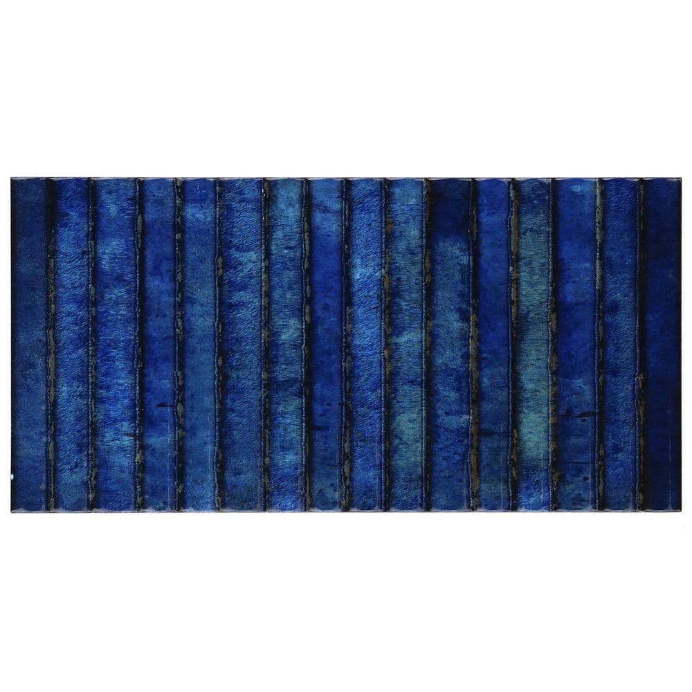 Ivy Hill Tile Mawr Blue 5.9 in. x 0.31 in. Polished Fluted Ceramic Wall ...