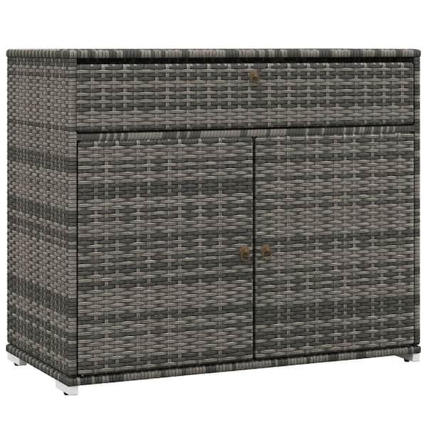 148 Gal. Deck Box-Wicker Patio Storage Box with Dust-Proof for Garden ...