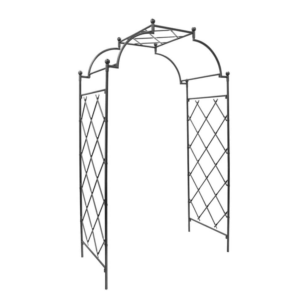 ACHLA DESIGNS 106"H Graphite Powdercoat Finish Wrought Iron Lattice ...