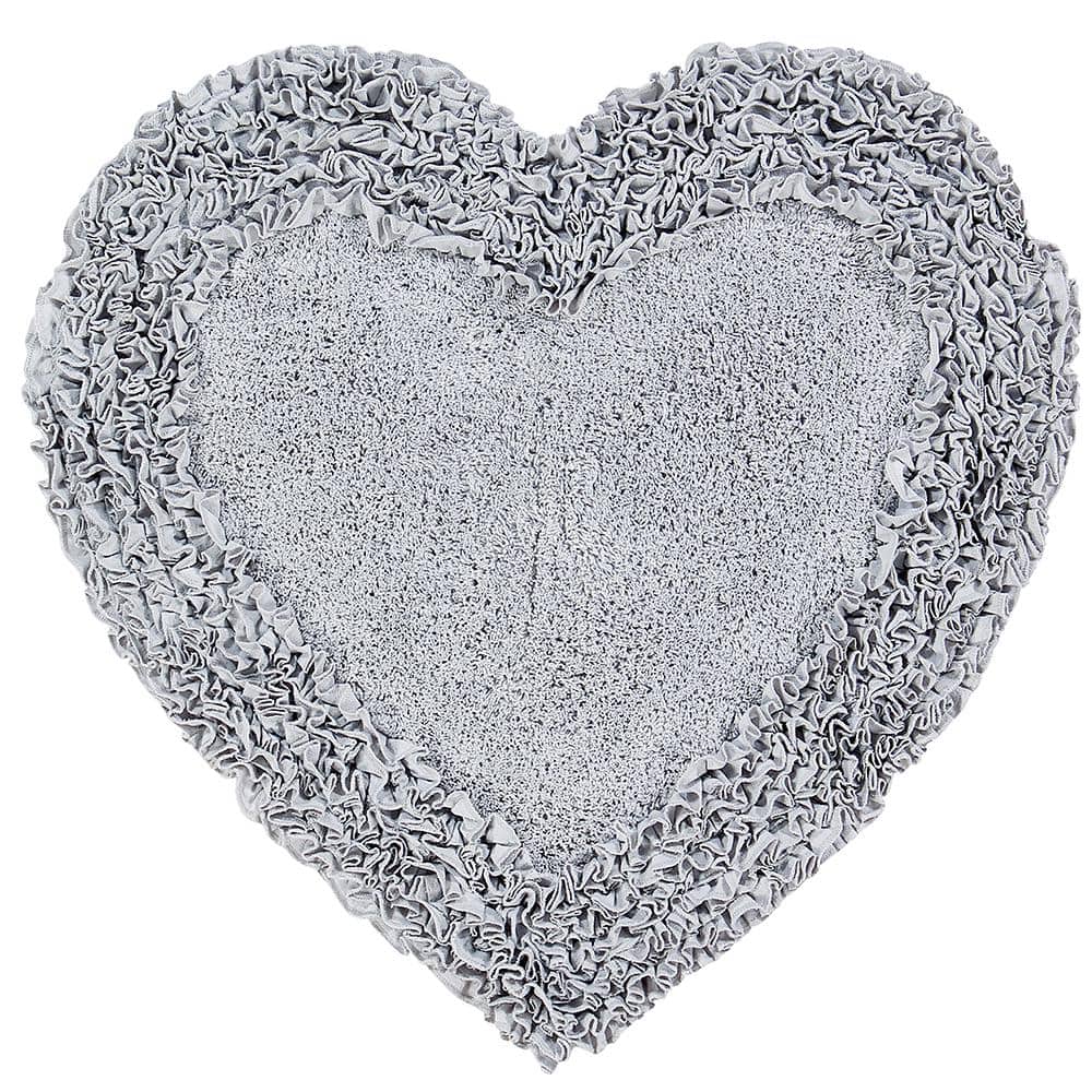 Better Trends Shaggy Border Collection Silver 30 in. Heart 100% Cotton ...