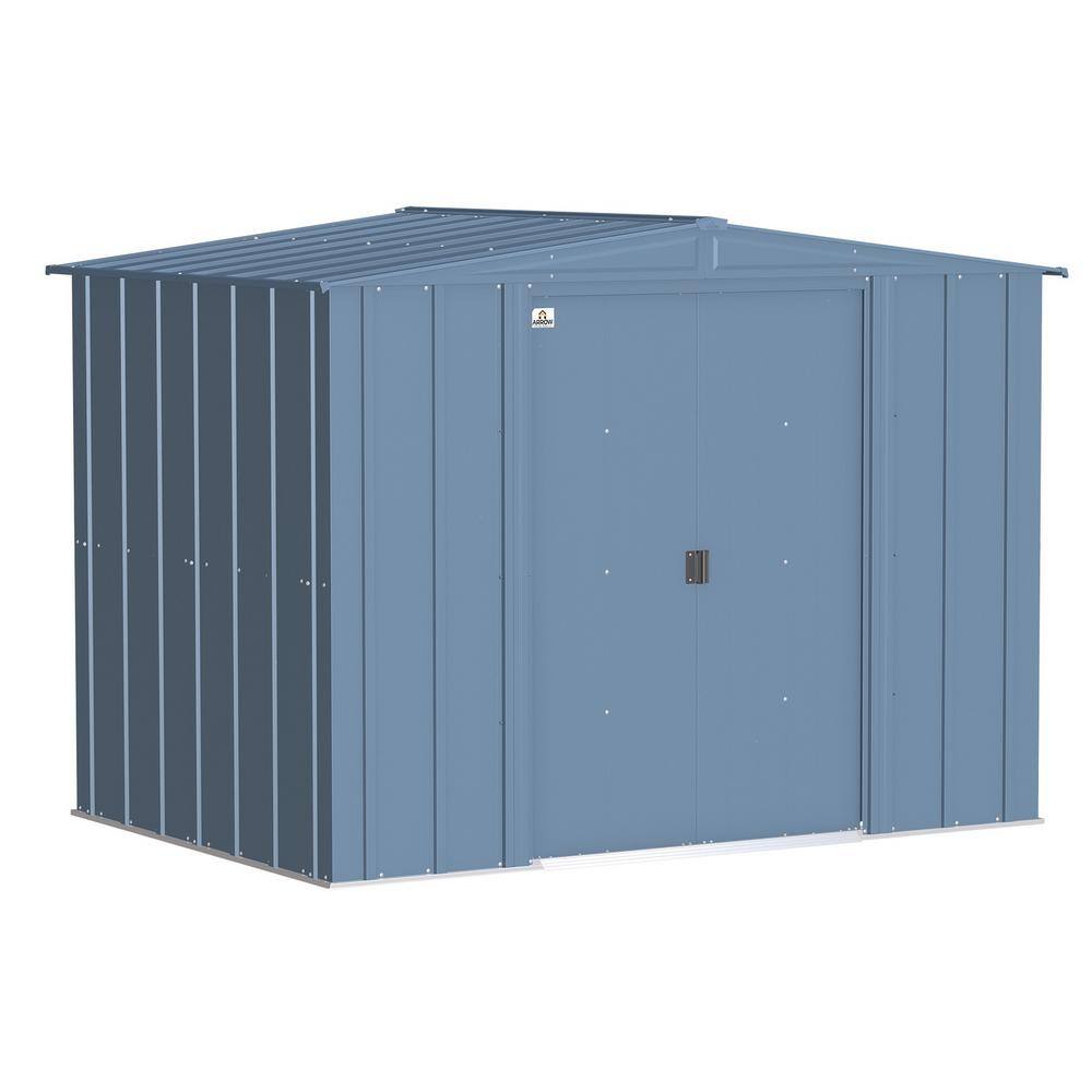 Arrow Classic 8 ft. W x 6 ft. D Blue Grey Steel Storage Shed CLG86BG ...