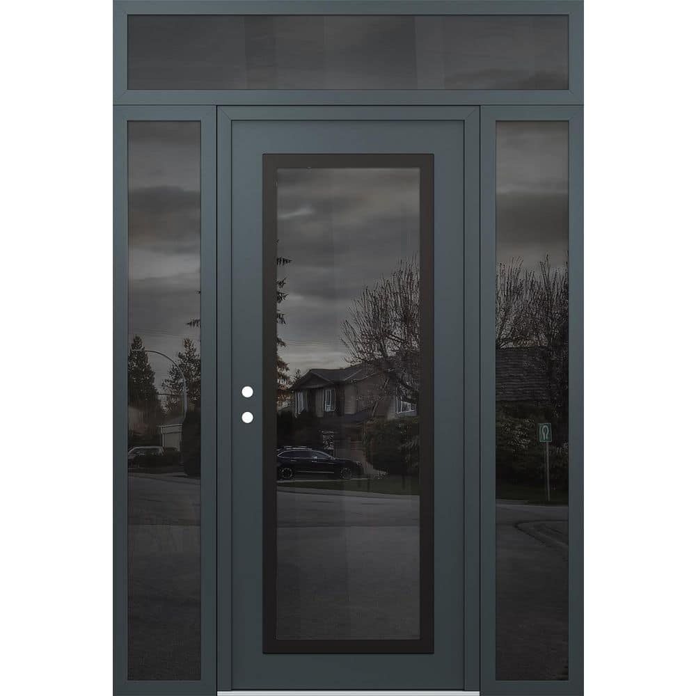 Tessari Doors C1 64 in. x 96 in. Black P Right-Hand/Inswing Mirrored ...