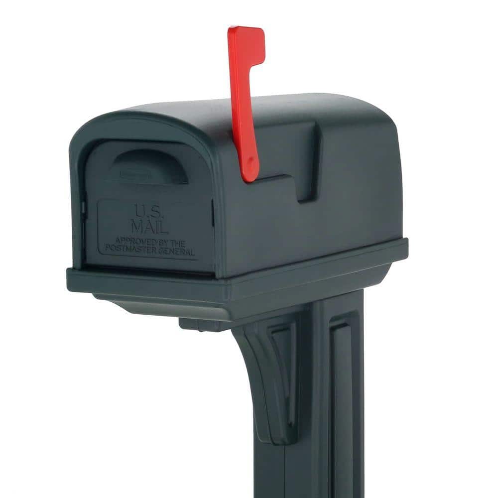 Rubbermaid Classic Plastic Mailbox and Post Combo with Double Door in ...